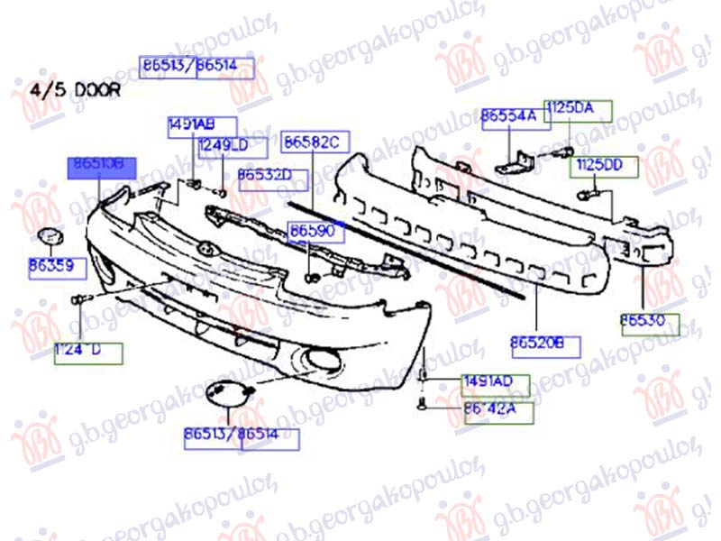 PREDNJI BRANIK 97 – 98 (O) HYUNDAI ACCENT H/B (1997-1999) (OEM: 86510-22500)