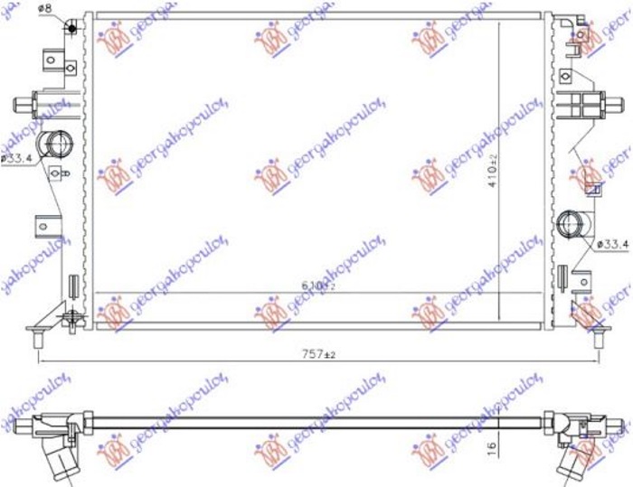 HLADNJAK MOTORA 1.6 BENZIN/HIB (610x410x16) (KOYO) KIA XCEED (2019-) (OEM: 25310G2000)