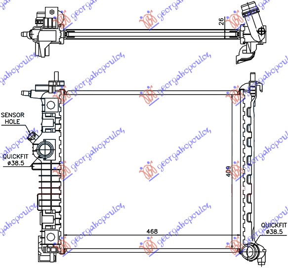 HLADNJAK MOTORA 1.3- 1.7 CDTi (47×42.8) MANUELNI KOYO OPEL MERIVA (2014-) (OEM: 1300309)