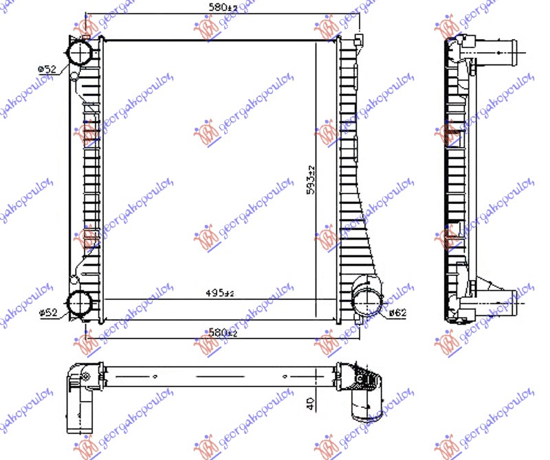 HLADNJAK INTERKULER 3 0 TD 10 – (495x593x40) LAND ROVER DISCOVERY (2014-) (OEM: LR015603)