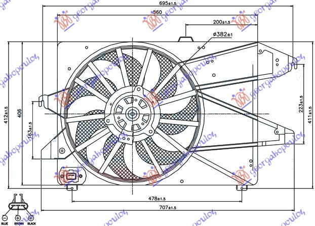 VENTILATOR KOMPLET (JEDAN)1.8 – 2.0 BENZIN 02 – 0 FORD MONDEO (2000-2007) (OEM: 1317304)