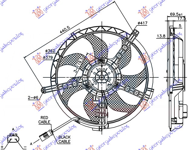 VENTILATOR KOMPLET (2 PIN) MINI COOPER/ONE (R56) (2006-2011) (OEM: 17422754854)