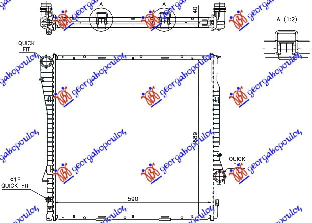 HLADNJAK MOTORA 4.4-4.6-4.8 BZ/DZ AUT.(59x60x4.0 BMW X5 (E53) (2000-2007) (OEM: 1439101, 17101439101)