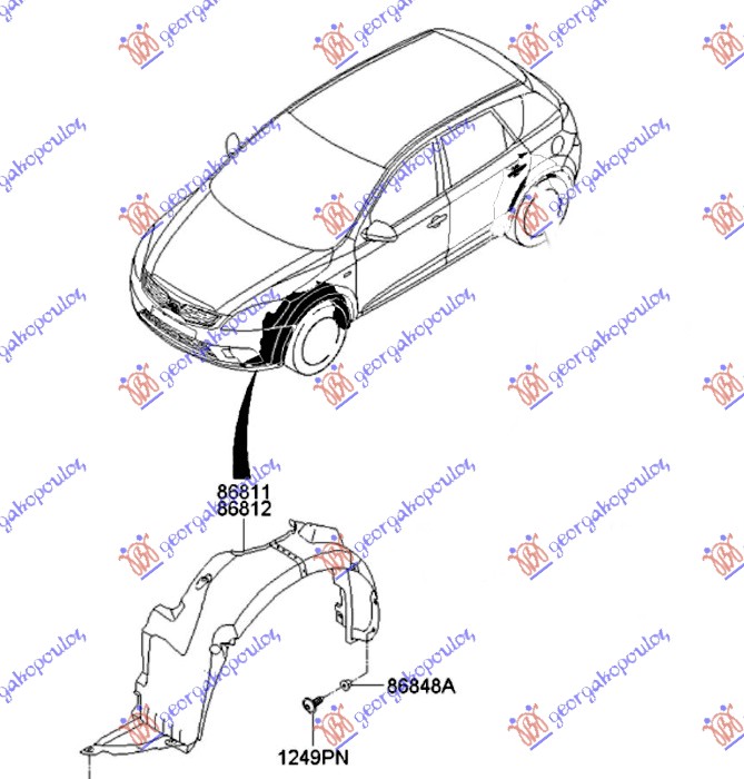 POTKRILO (O) Leva str. KIA CEED 3D (2010-2013) (OEM: 86811-1H700, 868111H700)