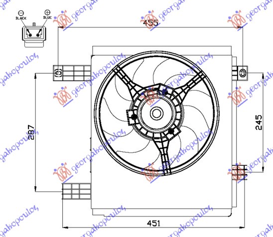 VENTILATOR KOMPLET BENZIN-DIZEL SMART FORTWO (1998-2007) (OEM: 0003436V007, Q0008576V005000000)