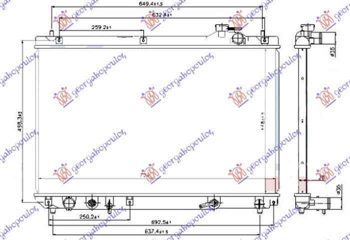 HLADNJAK MOTORA 3.0 BENZIN AUTOMATIK (450x730x26) LEXUS RX 300 (1997-2003) (OEM: 1640020200, 1640020240)