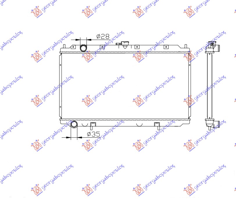 HLADNJAK MOTORA 1.6-1.8i 16V (36×69.8) NISSAN PRIMERA (P11) (1999-2001) (OEM: 214109F602)