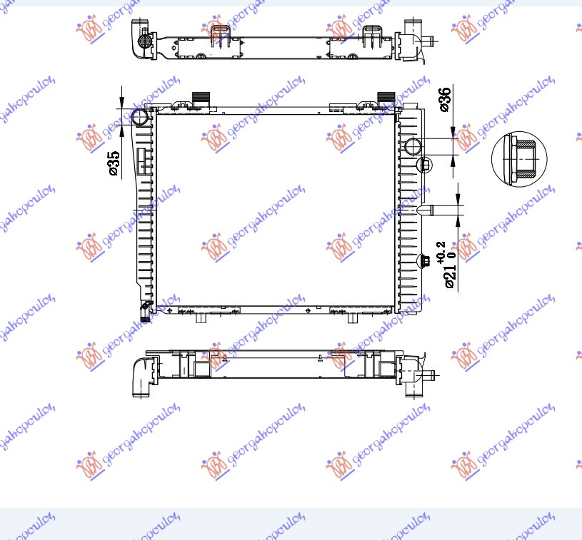 HLADNJAK 2.0 – 2.3KPR M/A +/- A/C(52×42) MERCEDES CLK (W208) (1997-2002) (OEM: 2025005103, 2025005203)