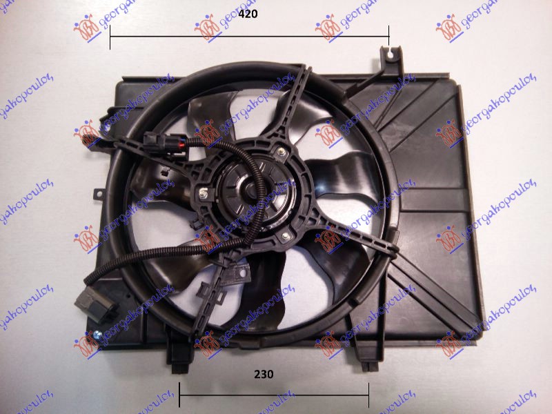 VENTILATOR BENZIN/DIZEL +/-AC DONJI NOSAC 230mm HYUNDAI GETZ (2002-2005) (OEM: 25380-1C150, 25380-1C160, 25380-1C660)