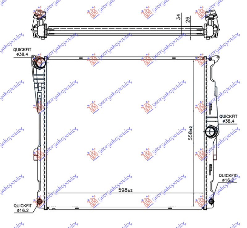 HLADNJAK 3.0 (28iX KIN N52B30) BENZIN AUTOMATIK BMW X3 (F25) (2014-2017) (OEM: 17117593842, 17118623366)