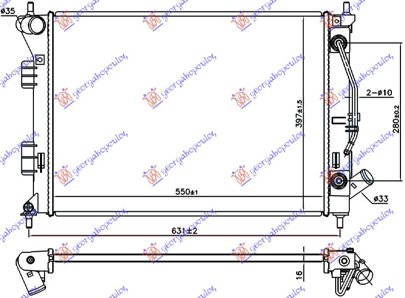 HLADNJAK 1.6 BENZIN AUTOMATIK +/- A/C (55×39.7×1.6) HYUNDAI i30 5D (2014-2017) (OEM: 25310-A6150, 25310A6150)