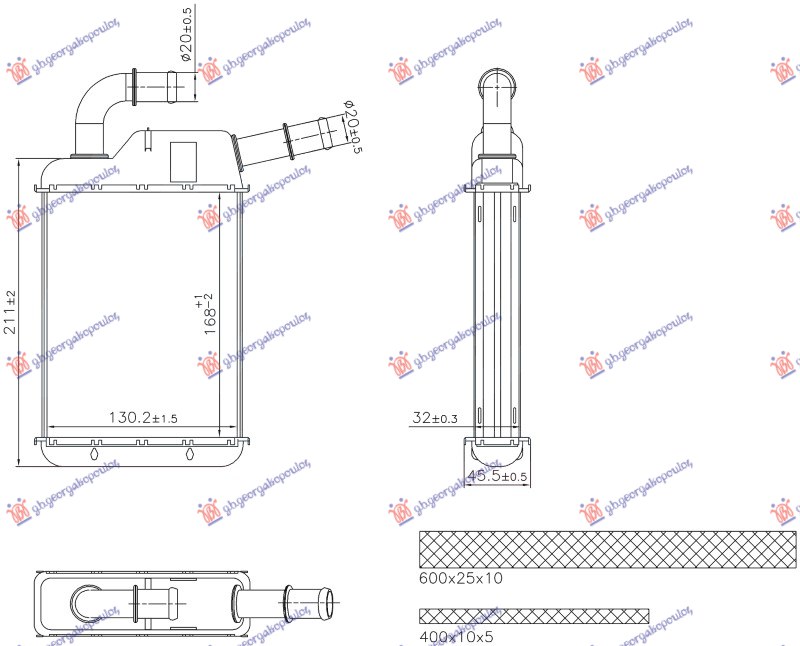 GREJAC KABINE ZADNJI (168x130x32) VW SHARAN (2010-) (OEM: 7H0819032)