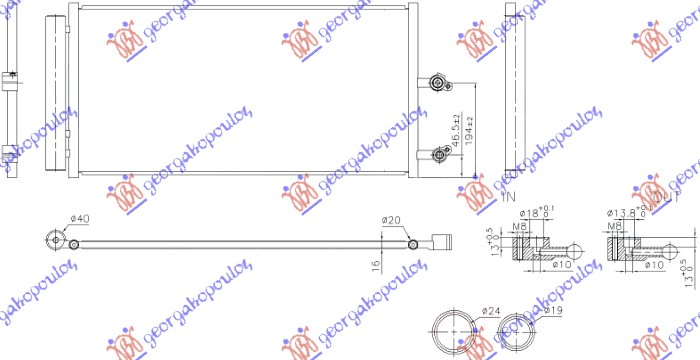 HLADNJAK KLIME 2.0 HIB BEN (714×332) VOLVO XC60 (2017-) (OEM: 31410893, 31684307, 32208371)