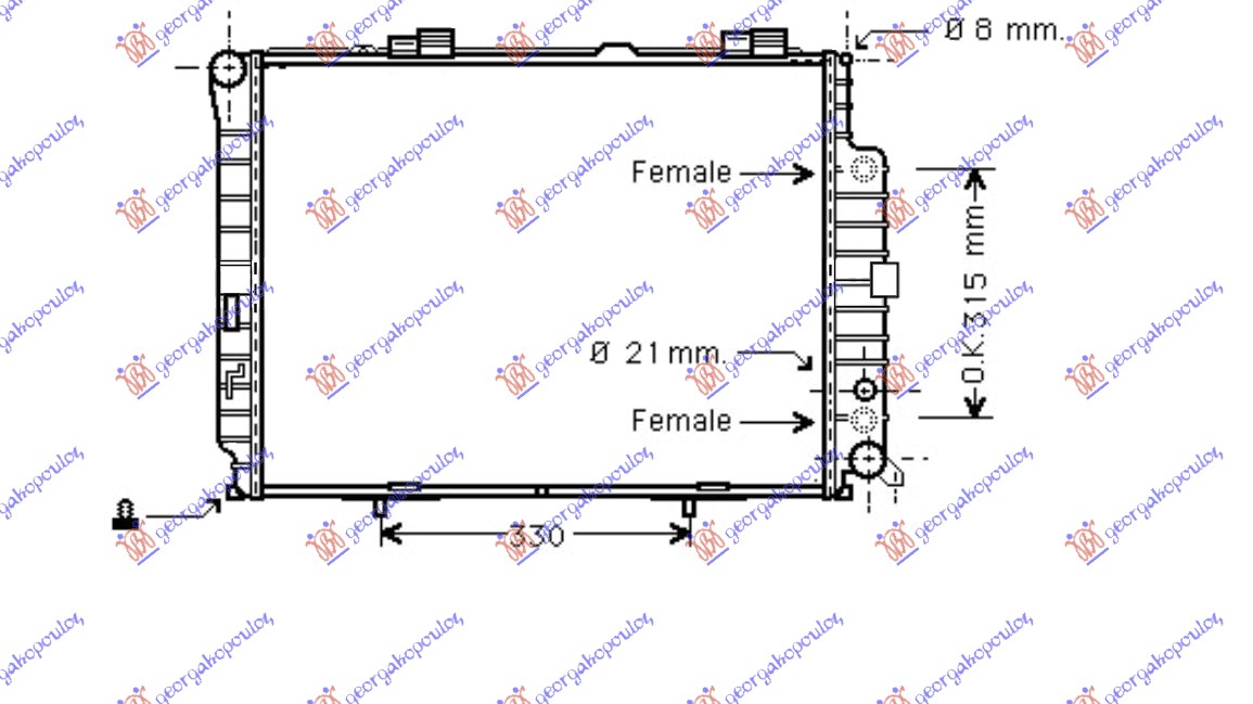 HLADNJAK MOTORA 3.0TD AUTO (64×48.9) MERCEDES E CLASS (W210) (1999-2002) (OEM: 2105003203, 2105006603)