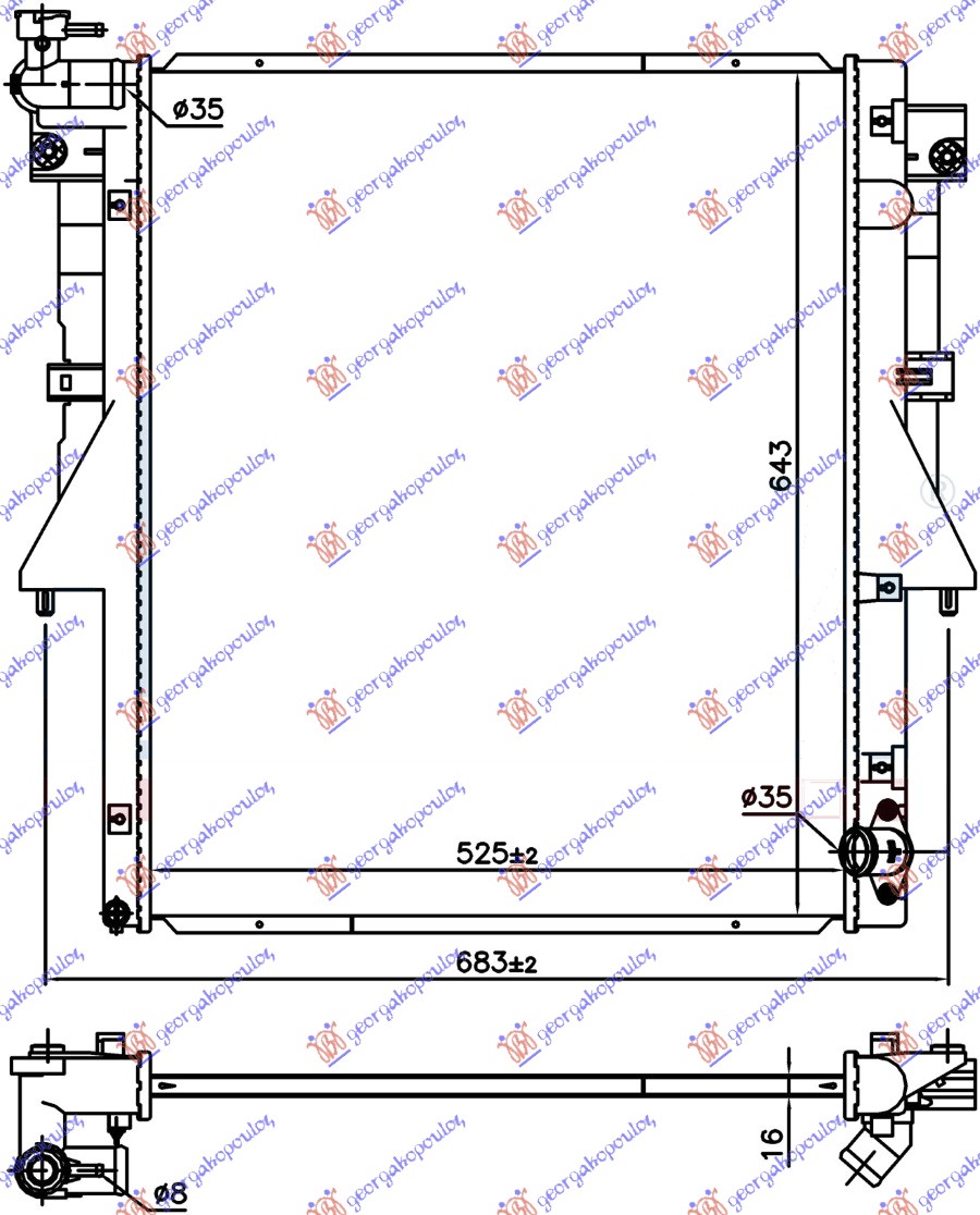 HLADNJAK 2.4 DI-D DIZEL (525x669x16) (4N15) FIAT FULLBACK (2016-) (OEM: 1350A807, 6000605263)