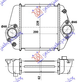 HLADNJAK INTERKULERA 2.2 DIZ (200x230x62) MAZDA CX7 (2007-2011) (OEM: R2AX13565)