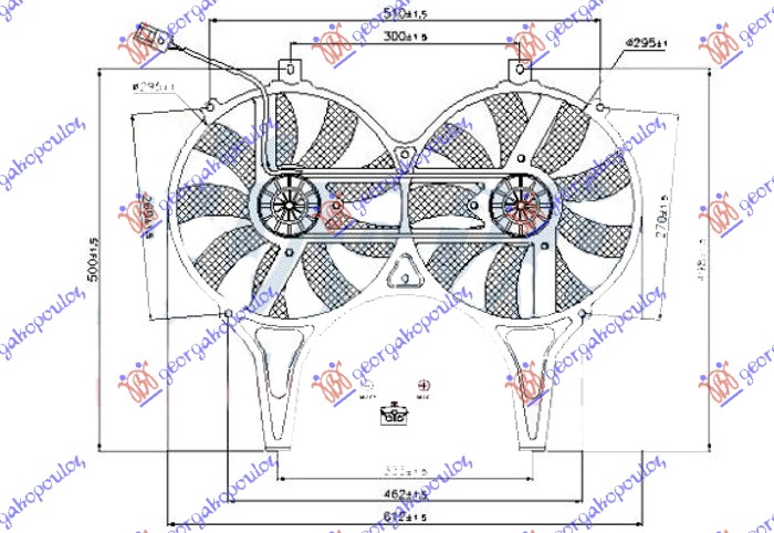 VENTILATOR KLIME KOMPLET BENZ/DIZ(DUPLI)2PIN MERCEDES E CLASS (W210) (1999-2002) (OEM: 0000541288, 0005401788, 0015001693)