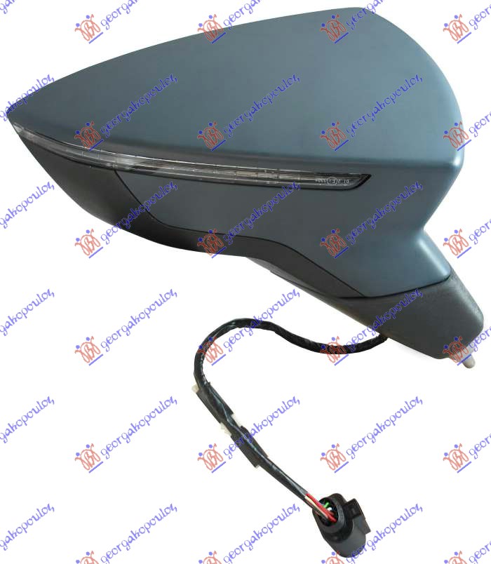 RETROVIZOR ELEKTRICNI GREJAC PM (SVETL)6 PIN (KONVEX) Desna str. SEAT LEON (2013-2017) (OEM: 5F0857522A, 5F1857508N, 5F1857508N+5F0857522A)