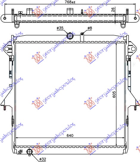 HLADNJAK MOTORA 2.5i 16V (60.9×66.4) M/A MAZDA P/U 2/4WD BT-50 (2013-) (OEM: 1726087, 1735294, AB398005CC)