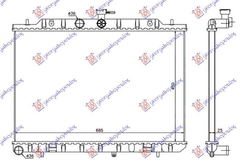 HLADNJAK MOTORA 2.0 T.D 07 – (45×69) NISSAN X-TRAIL (2001-2014) (OEM: 21400JG700)