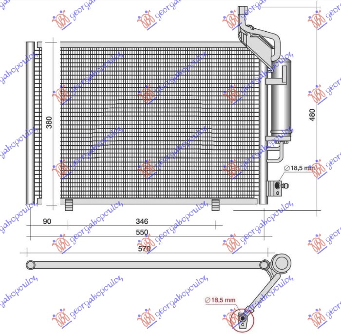 HLADNJAK KLIME 1.0 BENZIN (570×357) FORD FIESTA (2013-2017) (OEM: 1778999, 1823762, 1865222)