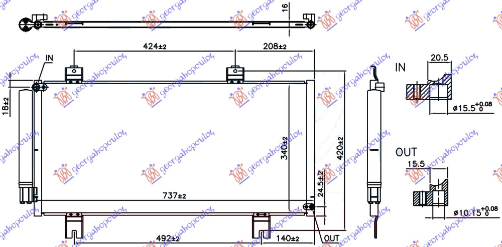 HLADNJAK KLIME 1.3 BENZIN (73.7×35.3×1.6) HONDA JAZZ (2018-2020) (OEM: 80100-T5B-003, 80100T5B003)