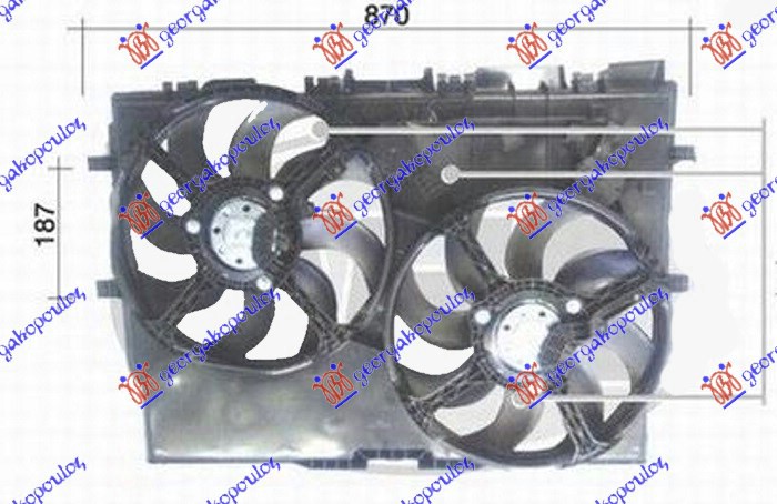 VENTILATOR 2.3-3.0 JTD -AC 368mm (2+2P) FIAT DUCATO (2014-2020) (OEM: 1342689080, 1358009080, 1393259080)