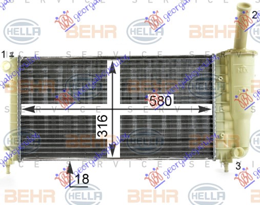 HLAD. MOT. 1.2 8/16V (58×31.7×18) M-BEHR FIAT PUNTO (2003-2011) (OEM: 51724183)