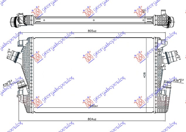 HLADNJAK INTERKULER 2.0 CDti BI TURBO (660 x40 8) OPEL ASTRA J 5D/S.W. (2010-2013) (OEM: 1302258, 13397301)