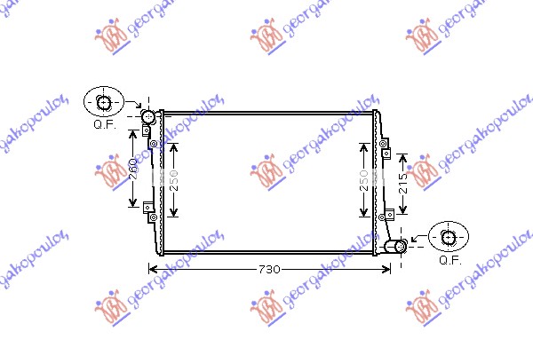HLADNJAK MOTORA 1.9-2.0 DIZ 65×40 LEMLJEN KOYO AUDI A3 (2003-2008) (OEM: 1K0121251AK, 1K0121251AM)