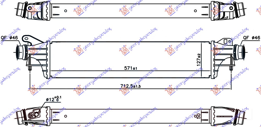 HLADNJAK INTERKULER 1.4 TURBO BENZINZ (99 / 148 PS OPEL CORSA E (2015-2019) (OEM: 1302294, 13440207)