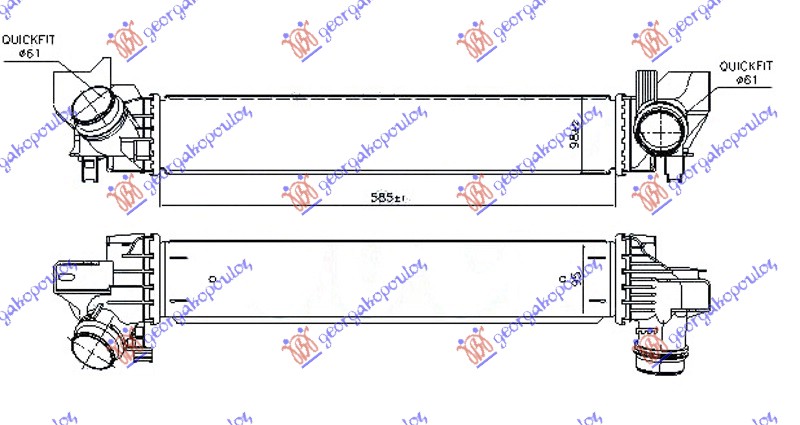 HLADNJAK INTERCOOLRA 1.5 (216/218i) BENZIN BMW X1 (F48) (2015-2019) (OEM: 7617597, 17517617597)