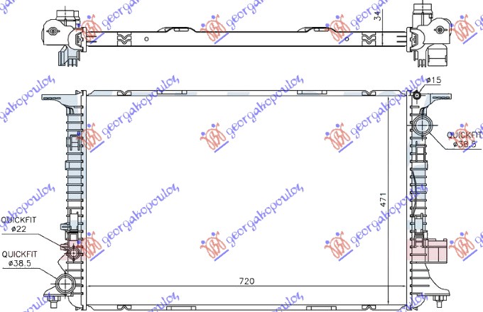 HLADNJAK 4.0 TFSi – 4.2 – 6.3 Fsi – 4.2 Tdi AUDI A8 (2013-2017) (OEM: 4H0121251B)