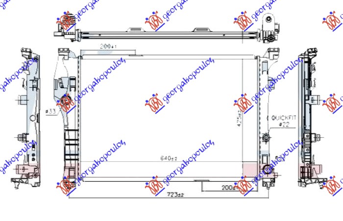 HLADNJAK MOTORA 2.0 AMG BENZIN AUTOMATIK (640×425) MERCEDES GLA (X156) (2014-2017) (OEM: 995006603, A995006603)