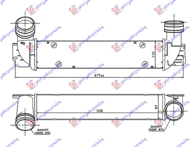 HLADNJAK INTERCOOLERA 3.0 (325D-330D) DIZEL BMW SERIES 3 (E90/91) SDN (2008-2012) (OEM: 17517789333, 17517800680)