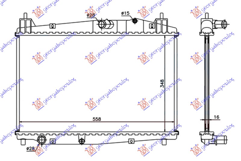 HLADNJAK MOTORA 1.4-1.6 T.D +/-A/C (35×55.5×27 MAZDA 2 (2007-2014) (OEM: Y405-15-200, Y40515200)