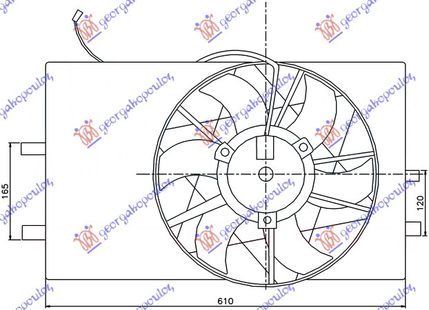 VENTILATOR BENZIN-DIZEL (HLADNJAK BEZ POSUDE) MERCEDES A CLASS (W168) (1998-2004) (OEM: 1685000593, A1685000593)