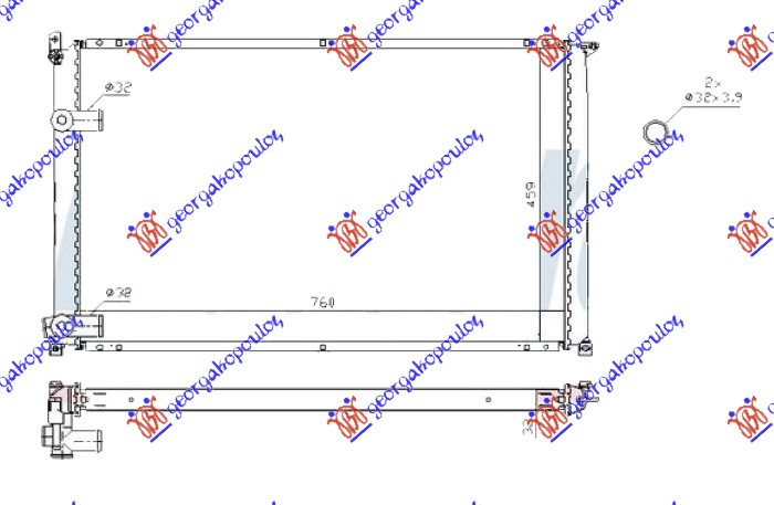 HLADNJAK MOTORA 2.5 DIZEL (760×459) RENAULT MASTER/MASCOTT (1998-2009) (OEM: 4501136, 9161436)