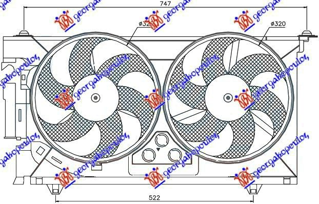 VENTILATOR KOMPLET (DUPLI) +A/C BENZIN CITROEN BERLINGO (1996-2002) (OEM: 1308N9)