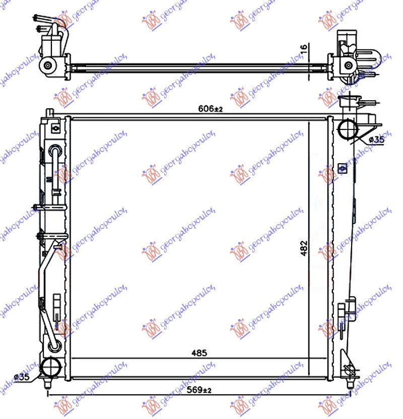 HLADNJAK MOTORA 2.0 DIZEL AUTOMATIK 485×470 CESKA KOYO KIA SPORTAGE (2010-2014) (OEM: 253102Y010, 253102Y020)