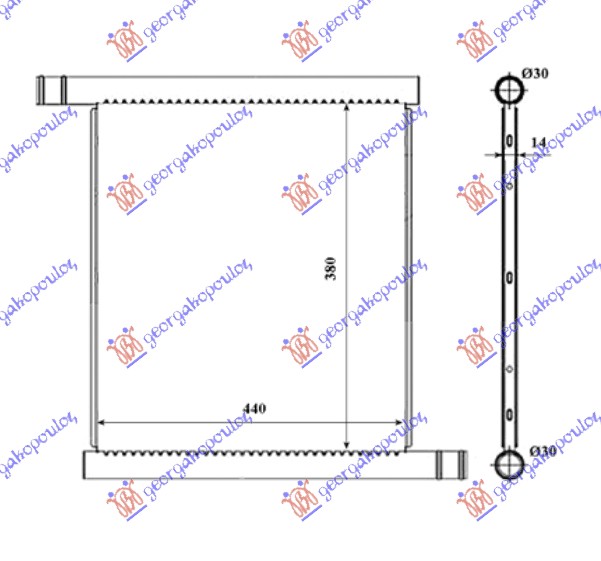 HLADNJAK MOTORA (44×38) BEHR SMART FORTWO (2007-2012) (OEM: 4515010001)