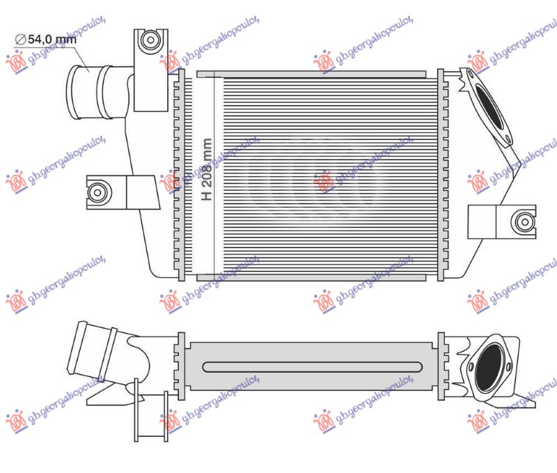 HLADNJAK INTERCOOLERA 2.5 TD (275x204x50) MITSUBISHI P/U L200 (2010-2015) (OEM: MN135001)