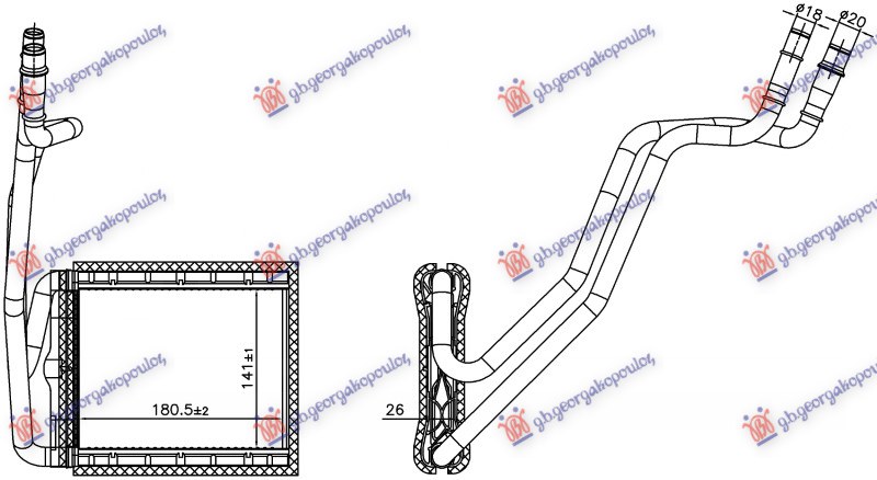 GREJAC KABINE (181x141x26) FORD B-MAX (2012-) (OEM: 1752008, 1905858, AV1118B539AA)