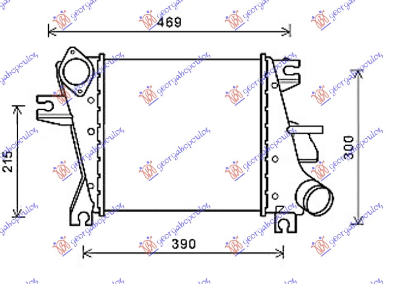 HLADNJAK INTERKULERA 2.2DCI 05 – 07 (305x295x62 NISSAN X-TRAIL (2001-2014) (OEM: 14461-ES60A, 14461-ES61C, 14461ES60A)