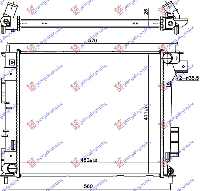 HLADNJAK 1.6 CRDI MANUAL (48.0×41.1×2.6) KIA SOUL (2016-2019) (OEM: 25310-B2400, 25310B2400)