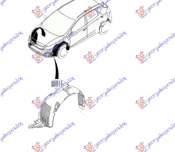 BLATOBRAN PREDNJI UNUTRASNJI (O) Leva str. KIA CEED (2015-2018) (OEM: 86811-A2600, 86811A2600)