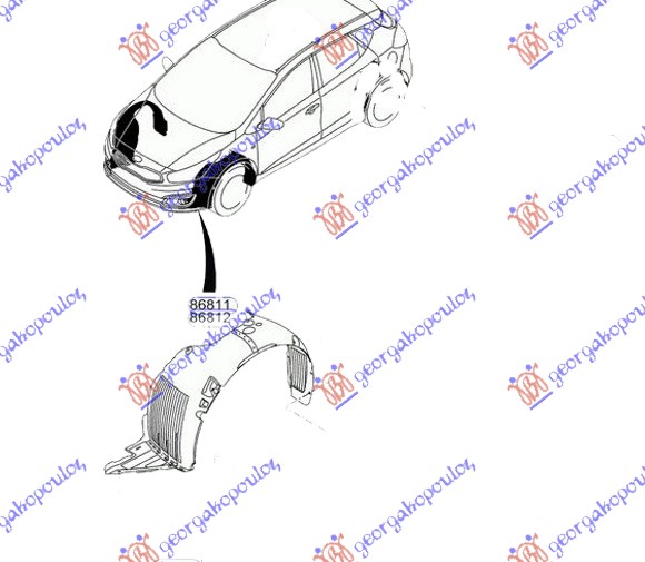 BLATOBRAN PREDNJI UNUTRASNJI (O) Desna str. KIA CEED (2015-2018) (OEM: 86812-A2600, 86812A2600)