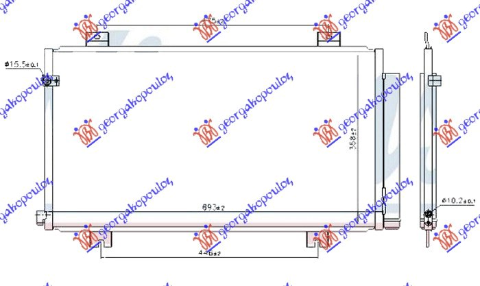 HLADNJAK KLIME 2.0 (R) BENZIN 1.6 DIZEL 66×36 HONDA CIVIC SEDAN (2016-2022) (OEM: 80100TGNG01)