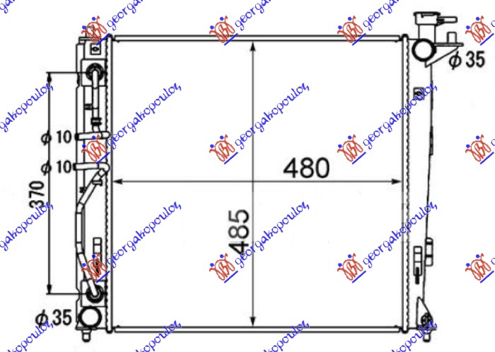 HLADNJAK MOTORA 2.0 DIZEL AUTOMATIK (485×470) CESKA KIA SPORTAGE (2010-2014) (OEM: 253102Y010, 253102Y020)