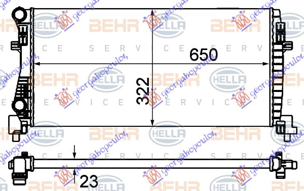 HLADNJAK MOTORA 1.2 BENZIN 1.6DIZEL (650×325) B-A AUDI A4 (2004-2007) (OEM: 5Q0121251EB, 5Q0121251EC)